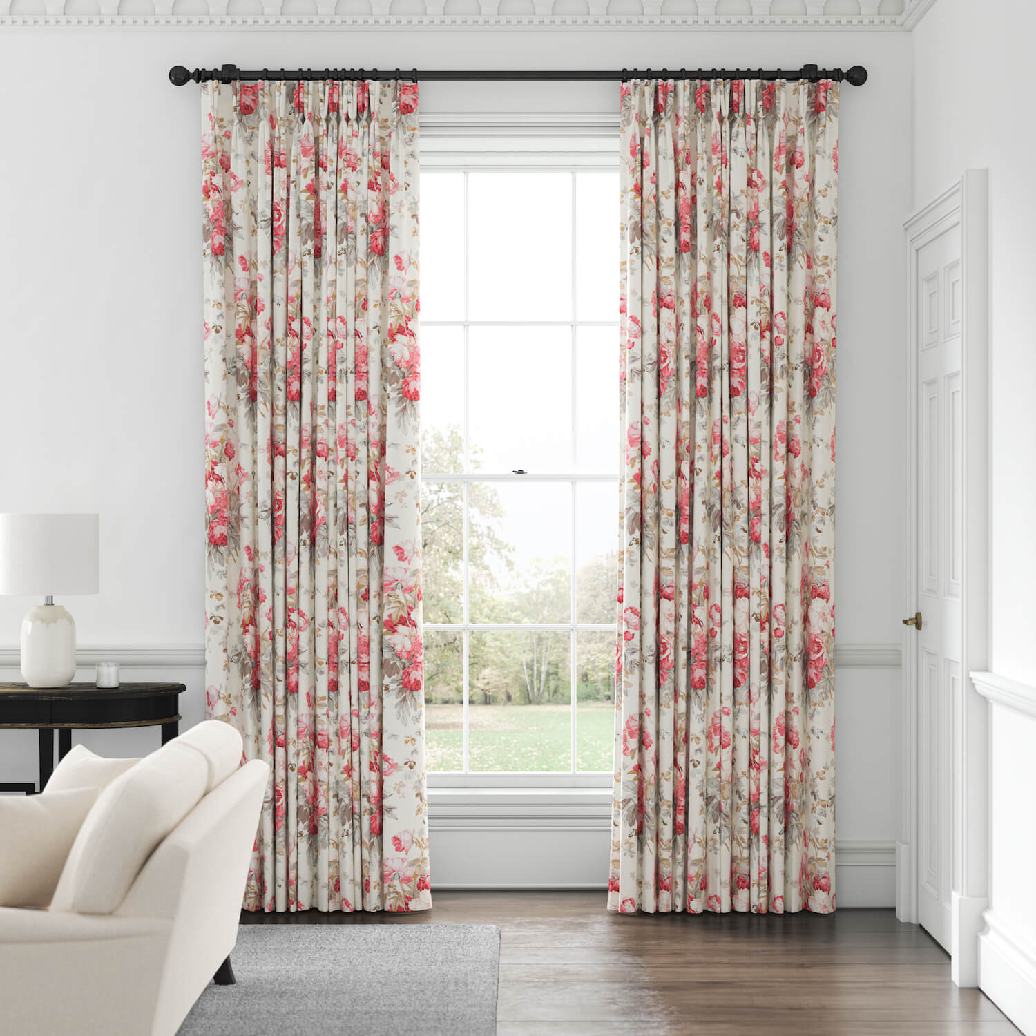 Coral Print Curtains Serene Eyelet Coral CU