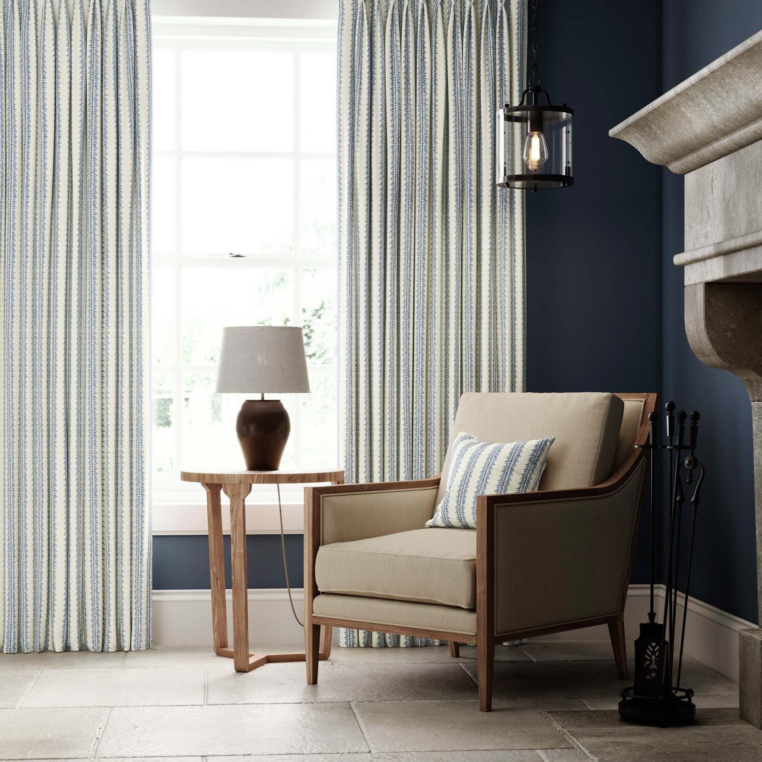 Zara Indigo Linen Mix Fabric | Warner House