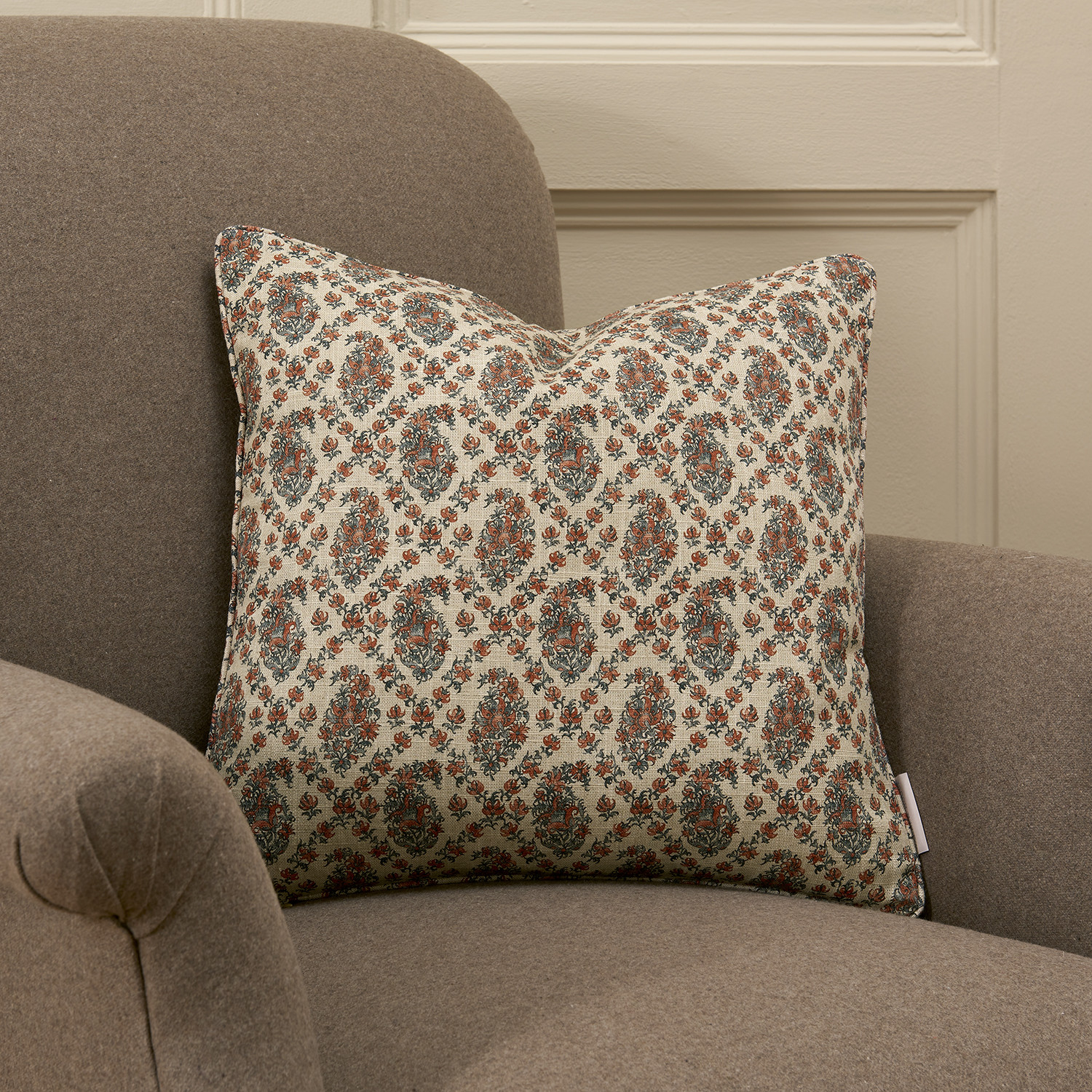 Giverny Rouge 43cm X 43cm Linen Mix Cushion | Warner House