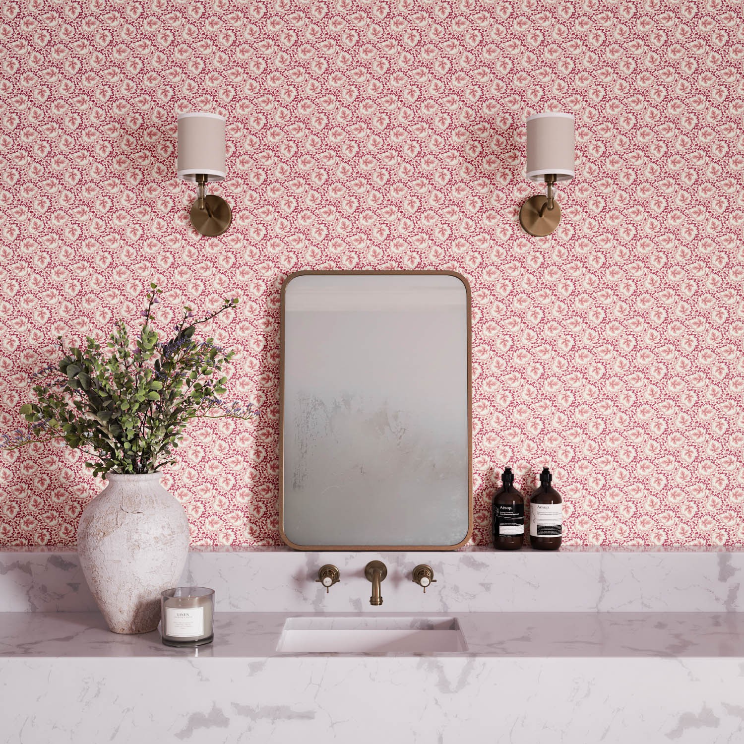 Acanthus Pink Wallpaper | Warner House