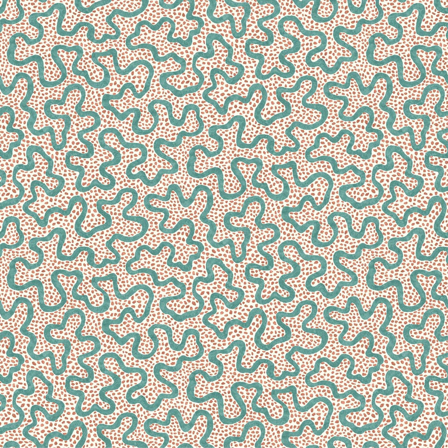 Meander Teal Wallpaper | Warner House