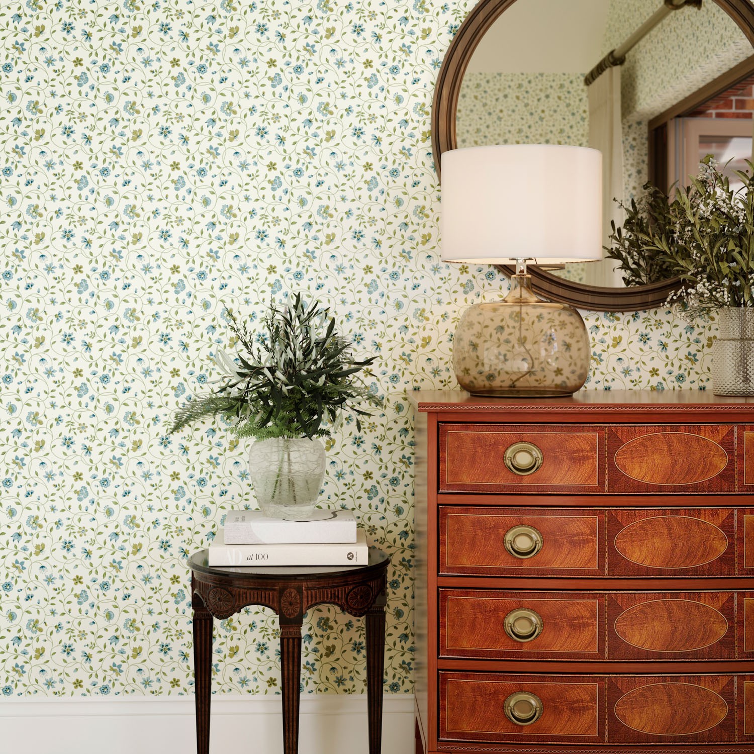 Valerie Aqua Wallpaper | Warner House