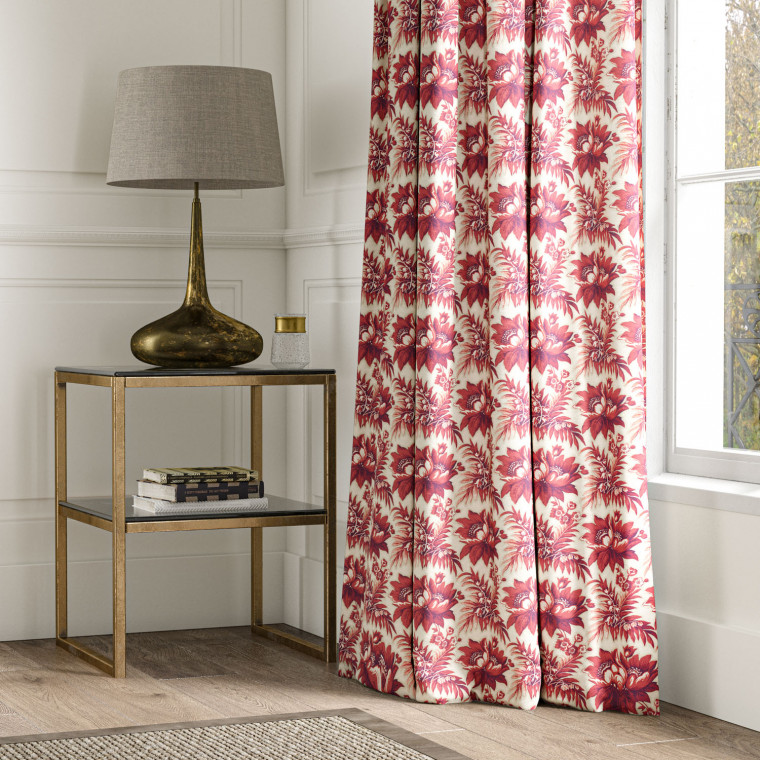 Lady Emma Red Linen Mix Made to Measure Curtains | Warner House