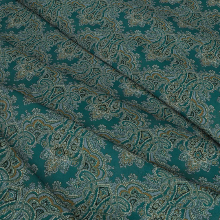 Kashmir Teal Woven Fabric | Warner House