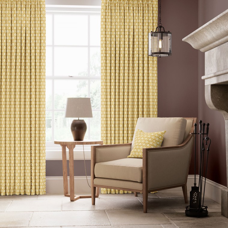 Samira Gold Linen Mix Fabric | Warner House