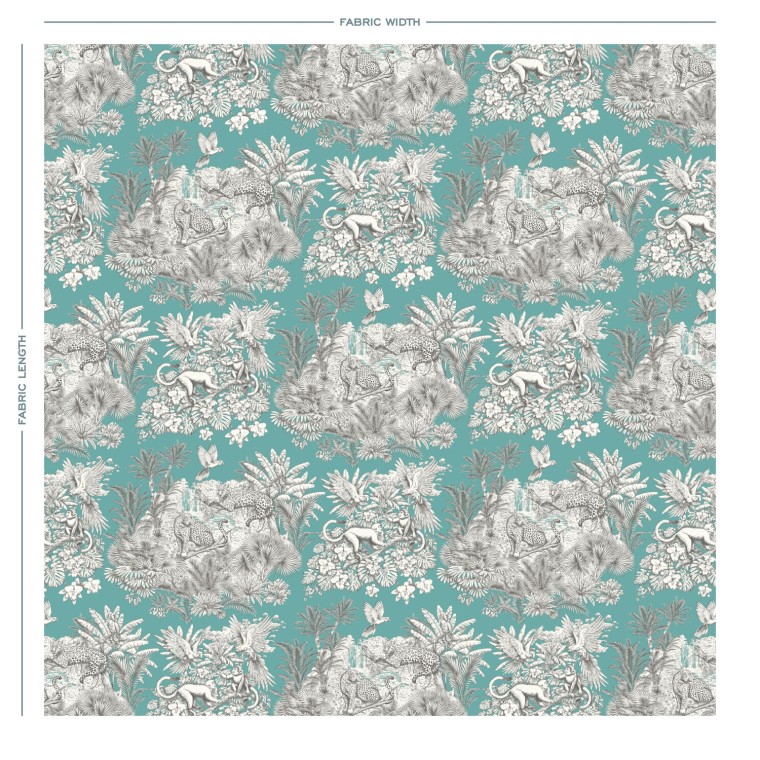 Zanzibar Teal Cotton Fabric | Warner House