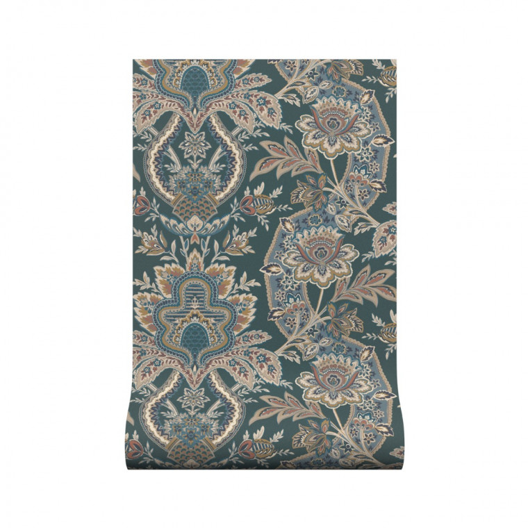 Paisley Damask Teal Wallpaper | Warner House