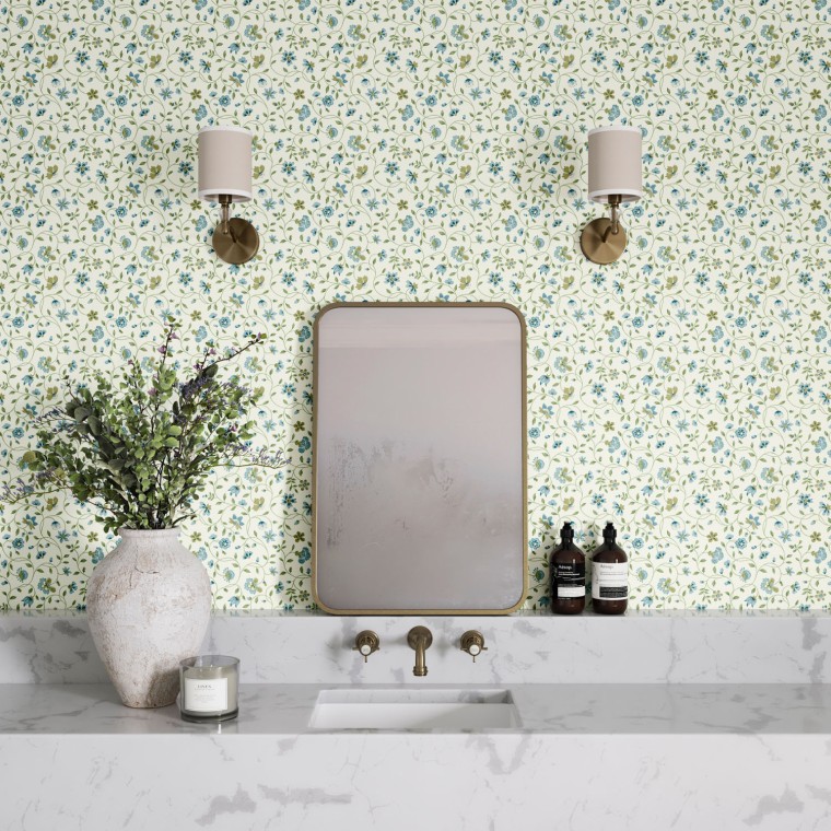 Valerie Aqua Wallpaper | Warner House