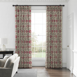 Athena Toile Raspberry Linen Mix Made to Measure Curtains | Warner House