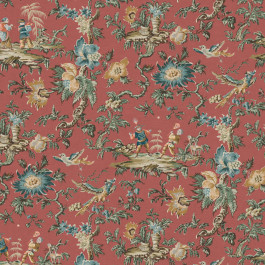 Chinese Garden Cinnabar Linen Mix Fabric | Warner House