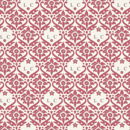 Monogram Damask Raspberry Wallpaper | Warner House